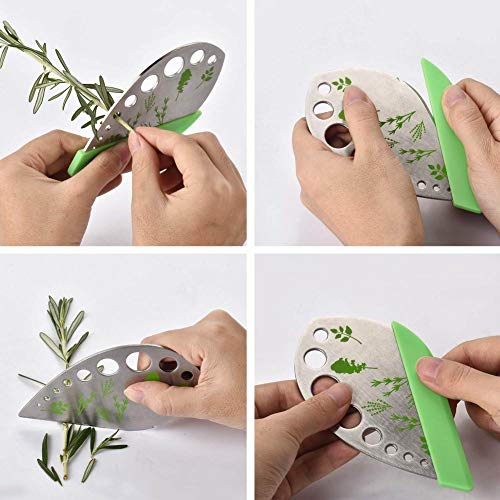 Herb Leaf Stripper with Chopper, Stainless Steel Vegetable Stem Scraper ...