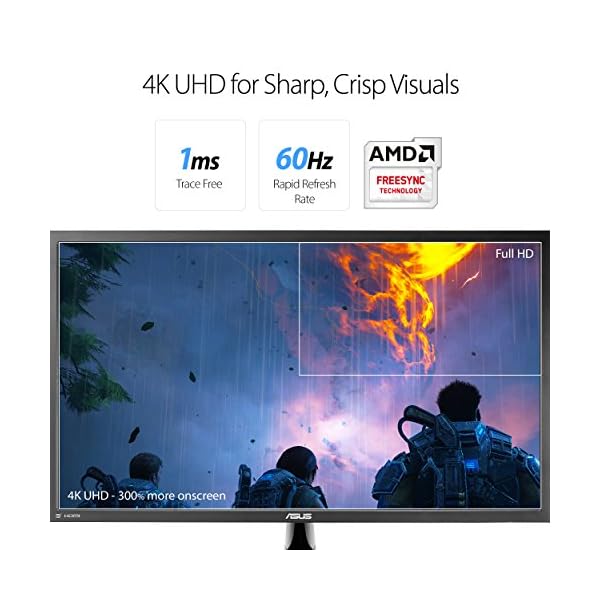 ASUS VP28UQG 28" 4K/UHD 3840x2160 1ms DP HDMI Adaptive Sync/FreeSync ...