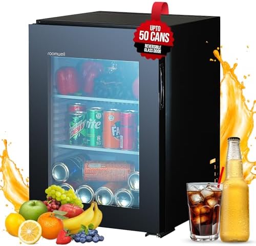 Roomwell UK AUTO DEFROST Mini Fridge with Reversible Single Door ...