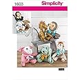 Amazon.com: Simplicity 1603 Plush Stuffed Animal Toy Sewing Patterns ...