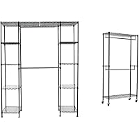 Amazon.com: Amazon Basics Double Hanging Rod Garment Rolling Closet ...
