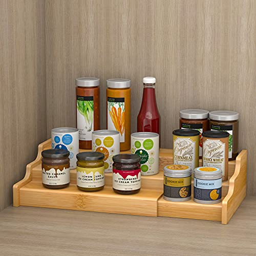 Ruichang 2PCS 3 Tier Expandable Bamboo Spice Rack Seasoning Organizer ...