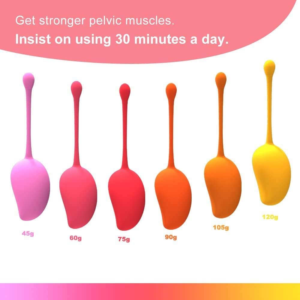 Pelvic Floor Exerciser Kegel Balls for Women Pelepas Set of 6 Weighted Mango-Shaped Ben Wa Balls ...