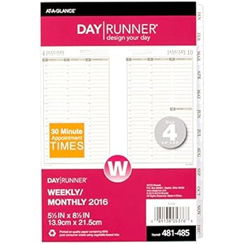 Amazon.com : Day Runner Weekly Planner Refill 2016, 5.5 x 8.5 Inches ...