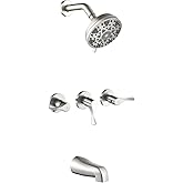 3 Handle Shower Faucet Set Shower System with Tub Spout Bathtub Faucet ...