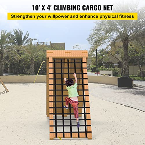 VEVOR Climbing Cargo Net, 10' x 4' Playground Climbing Net, Polyester ...