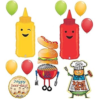 Amazon.com: 13pc BALLOON set BBQ barbecue HAMBURGER hotdog MUSTARD ...