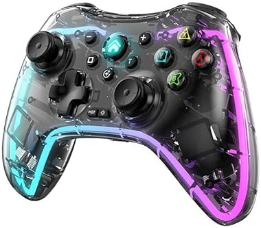 Wireless Game Controller Transparent Gamepad Rainbow Gaming Controller ...