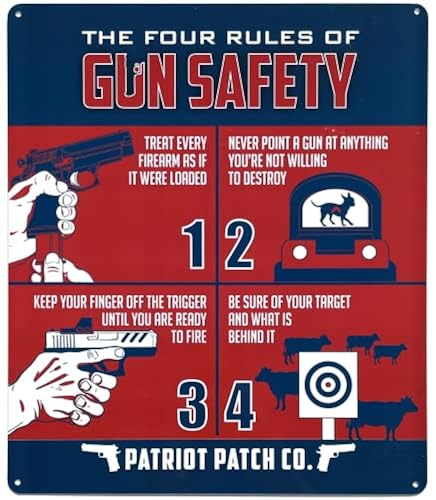 Patriot Patch Co - Four Rules of Gun Safety Sign - Shooting Range ...