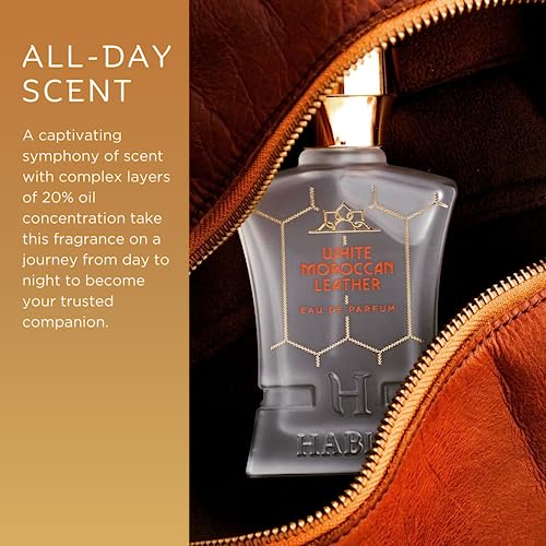 H HABIBI White Moroccan Leather Arabian Cologne for Men - Smooth, Warm ...