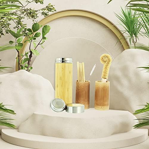 Reusable Bamboo Beverage Set | 1 Bamboo Flask | 2 Bamboo Mugs | 4 ...