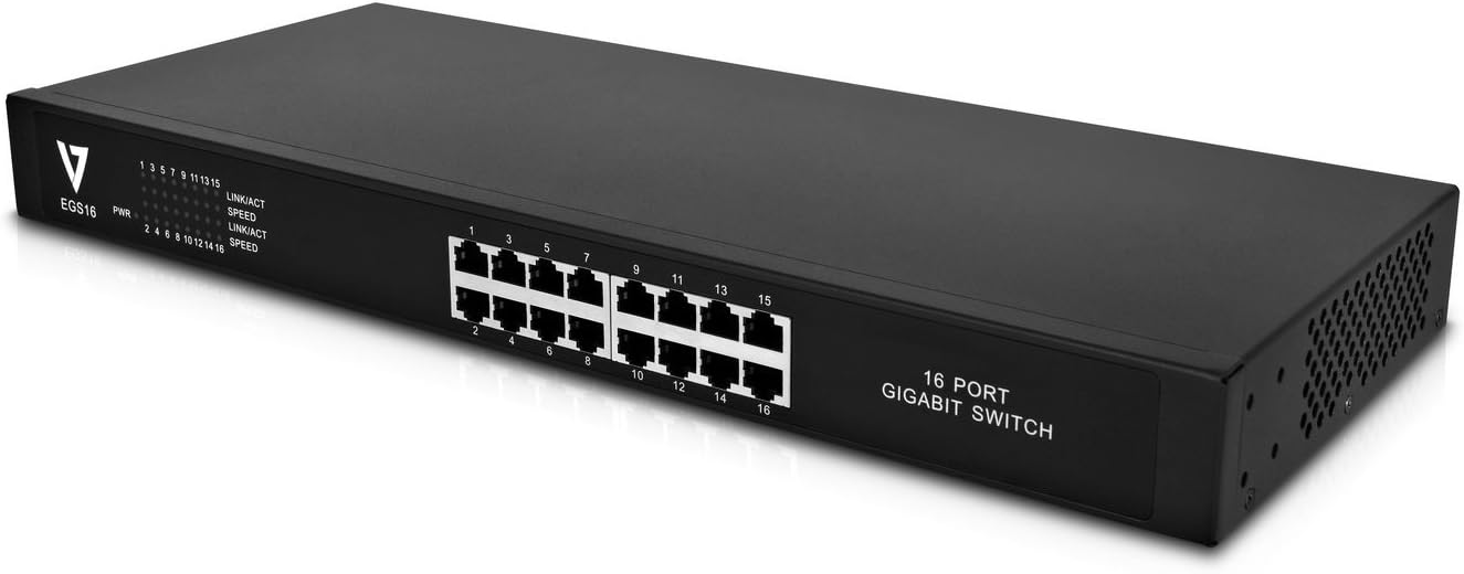 V7 EGS16-1N No administrado L2 Gigabit Ethernet (10/100/1000) 1U Negro ...