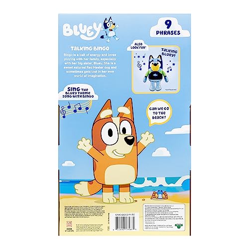 Bluey, Talking Beach Bingo. 13" Talking Plush Toy with 9 Phrases Bases ...