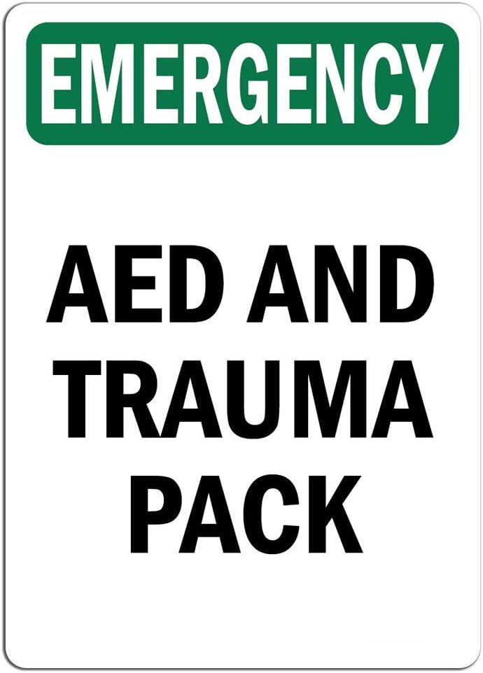 Amazon.com : Emergency Sign - AED and Trauma Pack | Label Decal Sticker ...