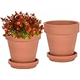 Amazon.com: 8 Inch Clay Pot for Plant with Saucer - 2 Pack Large Terra ...