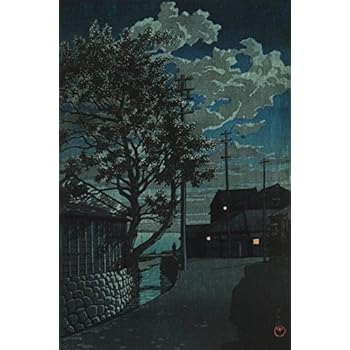 Amazon.com: Japanese Art Print "Hachirogata Lake, Akita, at Night" or ...