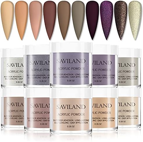 Saviland Acrylic Powder Set - Fall Winter Acrylic Nail Powder 10 Colors ...