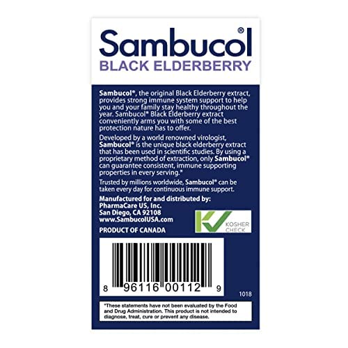 Sambucol Black Elderberry Chewable Tablets - Added Vitamin C, Chewable ...
