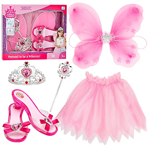 Little Girls Princess Fairy Costume Set Trunk with Wings Shoes Tiara ...