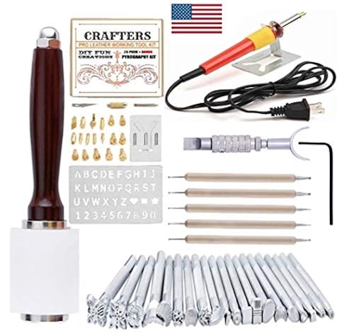 Crafters - Pro Leather Working Tool Kit & Bonus Pyrography Set | for ...