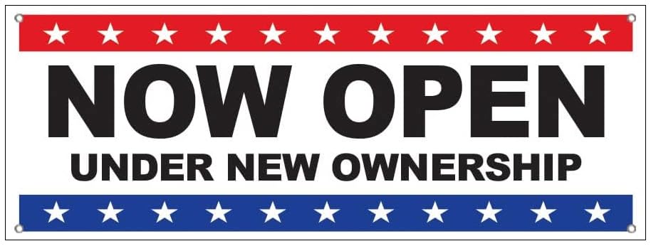 4 Less Co 18x48 Inch NOW OPEN UNDER NEW OWNERSHIP Vinyl Banner Sign USA ...