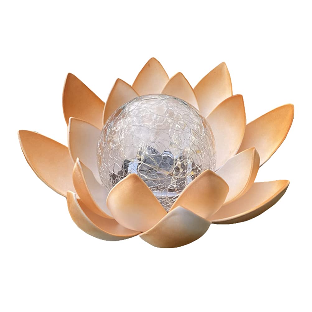 TOPBATHY Solar Lotus Light Crackle Globe Glass Lotus Light Waterproof ...