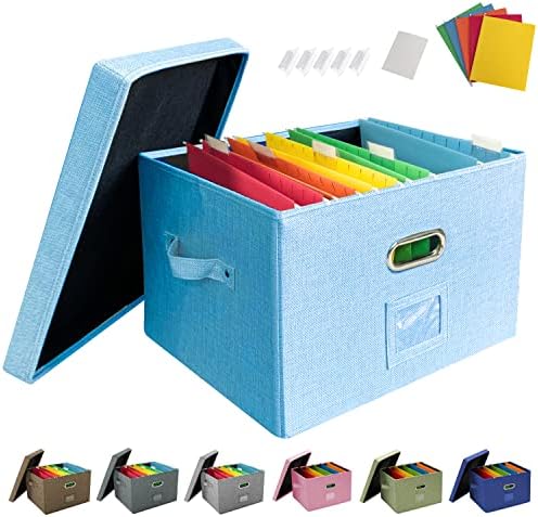 JSungo File Box with 5 Hanging Filing Folders, Document Organizer ...