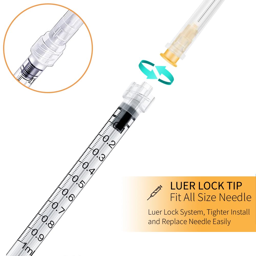 Mua 10 Pack 1ml Syringes with Needle - 25G, 1.0 inch Needle Luer Lock Syringe Individually ...