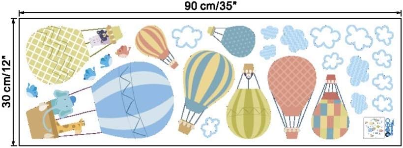 Decorazioni cameretta bambini Adesivo murale colorato mongolfiera orso ...