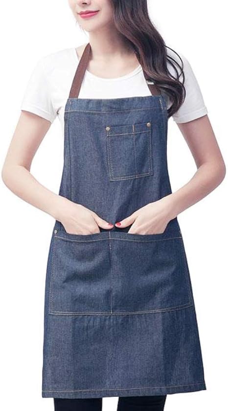 N/ A Denim apron blue denim fashion apron two-piece: Amazon.co.uk ...
