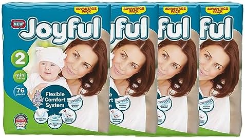 Joyful Size 2 Mini Baby Nappies (Pack of 304) | Monthly Savings Pack ...