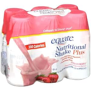Amazon.com: Equate Strawberry Nutritional Shake Plus, 350 Calories, 6 ...