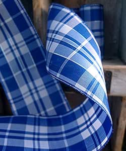 Amazon.com: PoshNPretty 10 Yards Tartan Plaid Wired Ribbon with ...