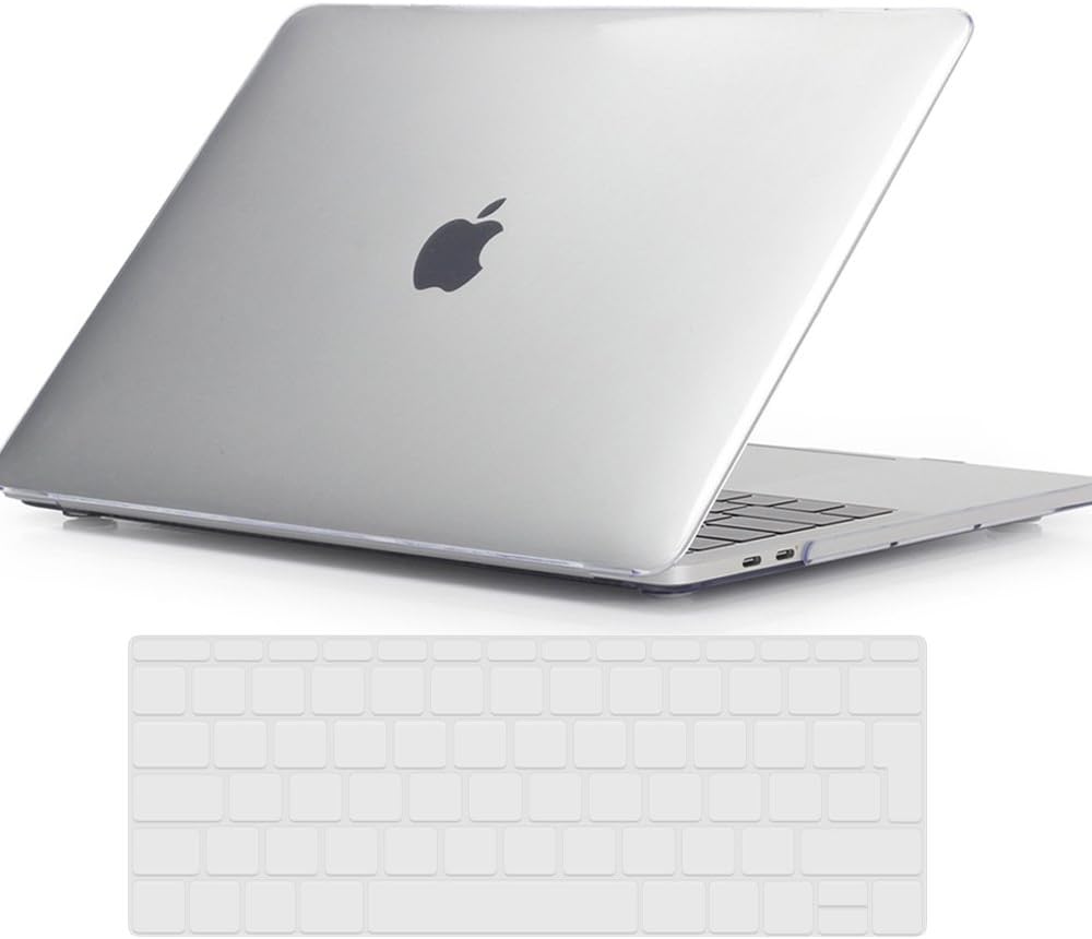 RYGOU Macbook Pro 13 Case,Crystal Clear Hard Cover with EU Layout Clear ...