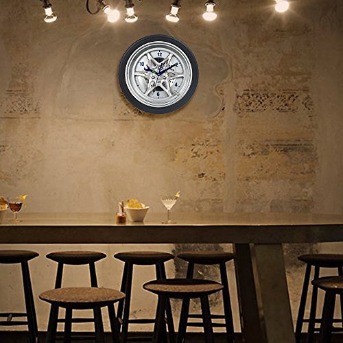 SkyNature Wall Decor Clock,14 Inch Tire Rim Gear of Time Home ...