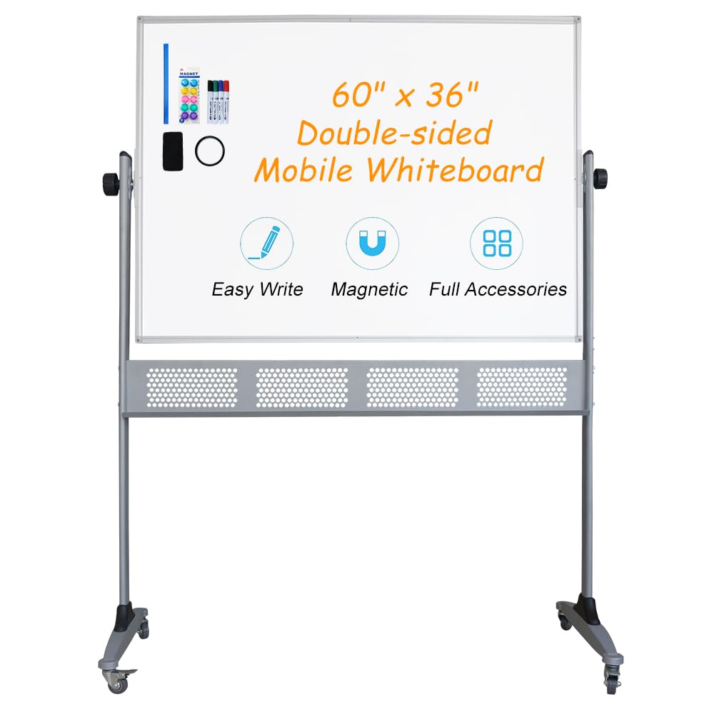 Xiwode Movable Double-Sided Magnetic Whiteboard with Wheels, Upgraded ...