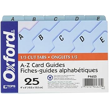 Amazon.com : Oxford Poly Index Card Guide Set, 3 x 5 Inches, A-Z, 1/5 ...