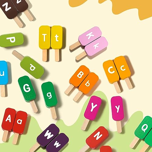 Alphabet Ice Cream Matching Toy, 52 PCS ABC Learning Toys for Toddlers ...