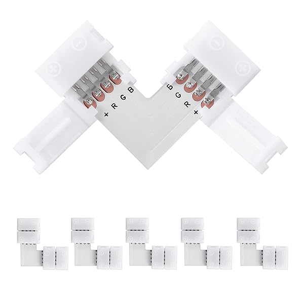LED Strip Connectors L-Shape 4-Pin LED Connectors, 10mm Wide Right ...