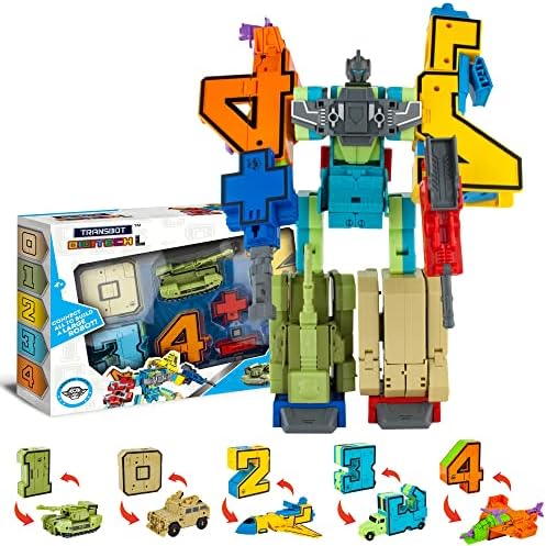 Number Robots Transforming Action Figure, 6-in-1 Learning Robot ...