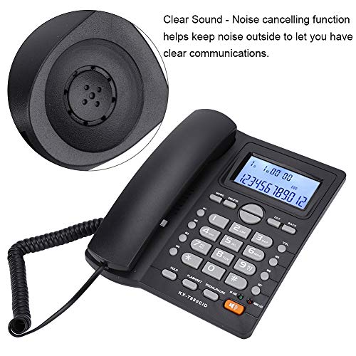 Sanpyl Corded Telephone Landline, Dual-Port Extension Set Desktop Corded Telephone Caller ID ...