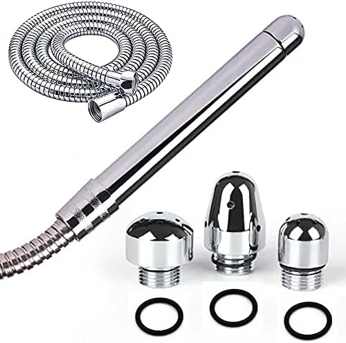 3 Heads Aluminum Shower Cleaner System with 59inch Shower Hose for Portable Bathroom Kit Flush ...