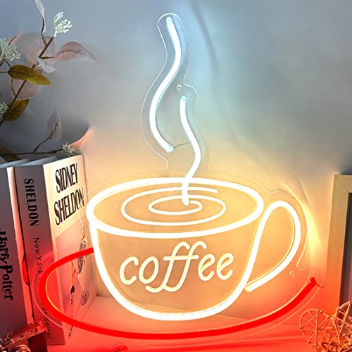 Coffee Neon Signs For Wall Decor, 17x15" Coffee Cup Neon Open Signs ...