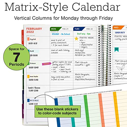 Deluxe 2021-2022 Dated Teacher Planner: 8.5"x11" Includes 7 Periods ...