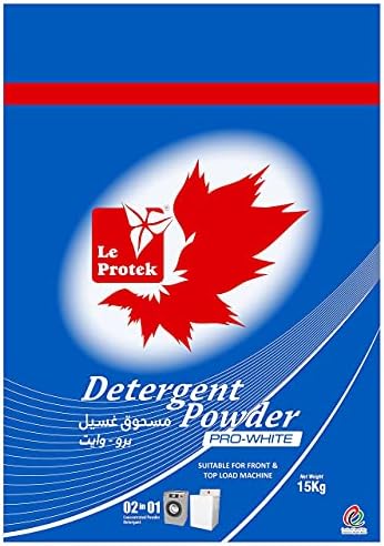 Le Protek Powder Laundry Detergent PRO WHITE 15 Kg, 2-in-1 for Top-load ...