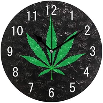Amazon.com: MonaStarLight Cannabis Wood Wall Clock, Marijuana, Hemp ...