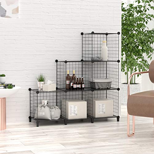 SIMPDIY Storage Cubes with Metal Wire Mesh 6 Cubes Bookshelf 37x12 ...