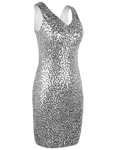 PrettyGuide Women's Sequin Cocktail Dress V Neck Bodycon Glitter Party ...