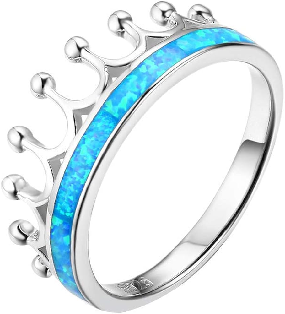 Purmy Silber Ring 925 Weißer Opal Damen Ringe Königin Kronenform ...