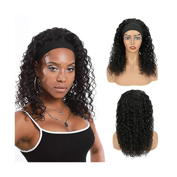SuCoo Headband Wig Human Hair Blend wigs Water Wave Machine Made Wig ...
